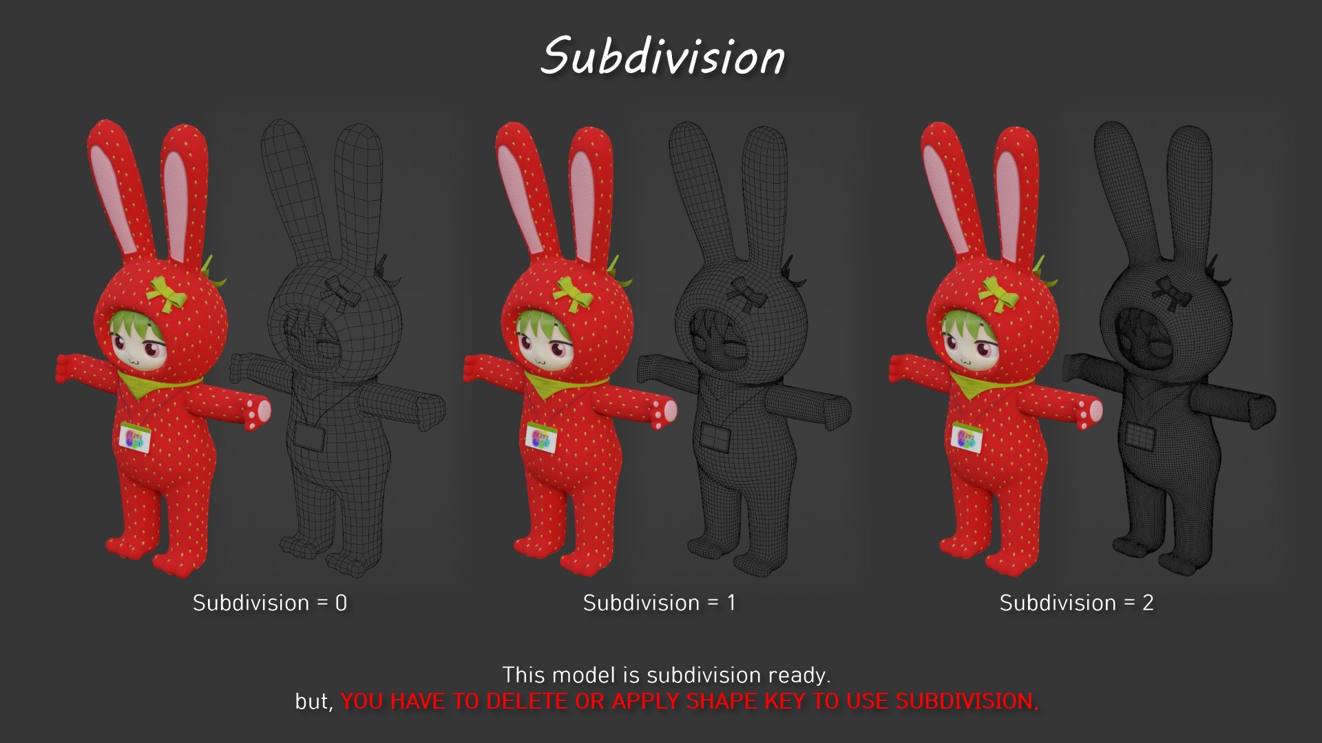 Strawberry Bunny Girl 3D Model - TurboSquid 1863010