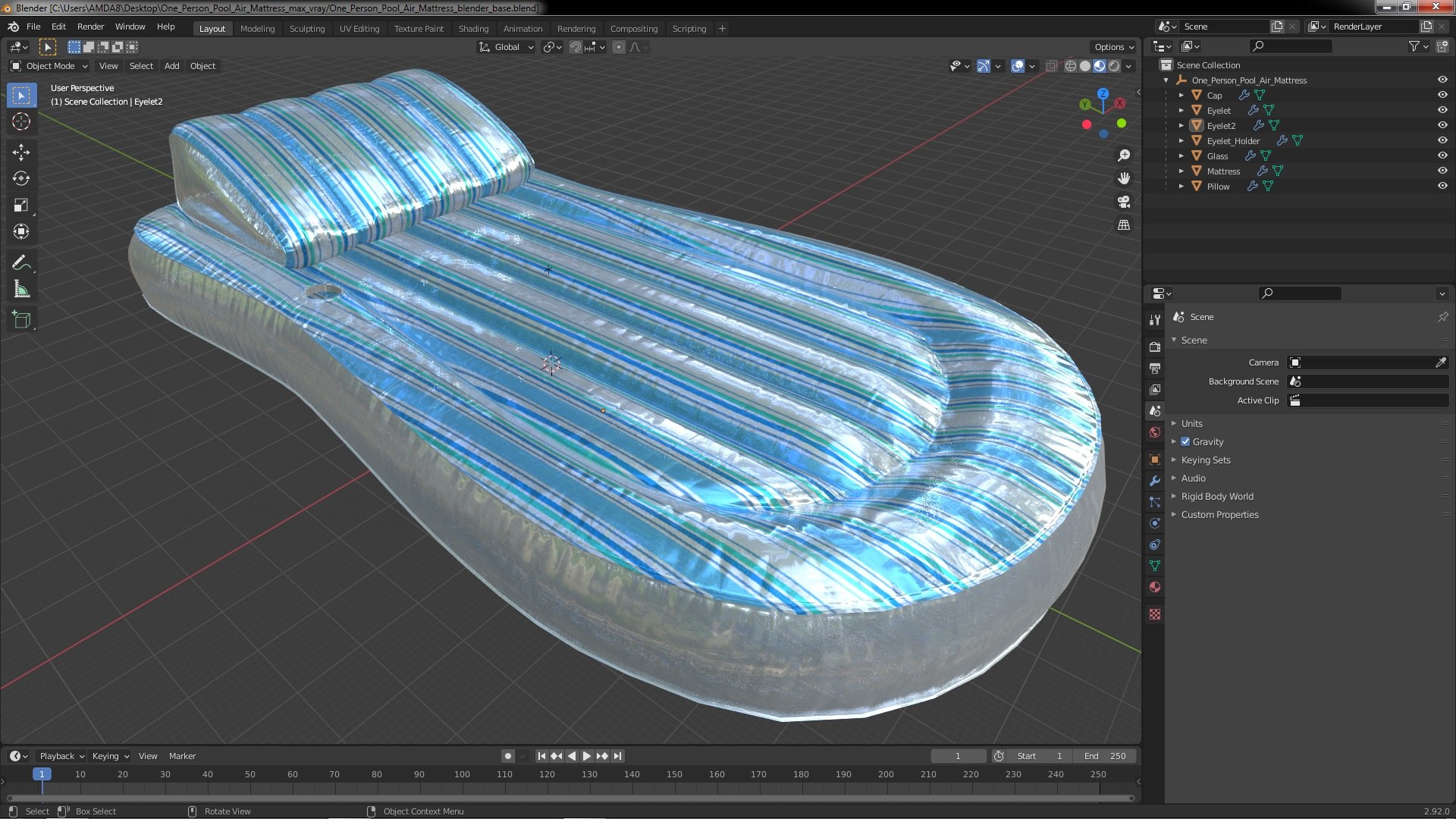 3D Model One Person Pool Air Mattress - TurboSquid 2152746