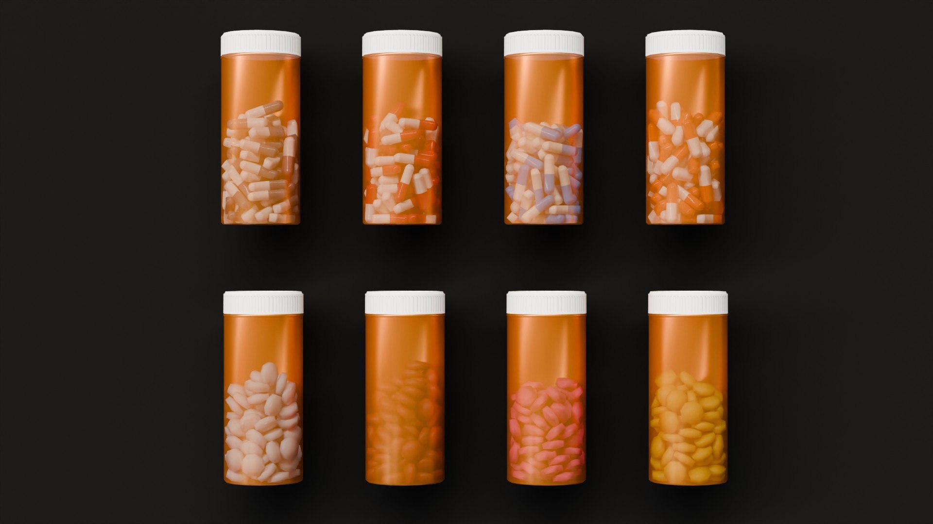 Realistic 3D Pills Container And Pill Strip Pack Game-Ready Low-poly 3D ...