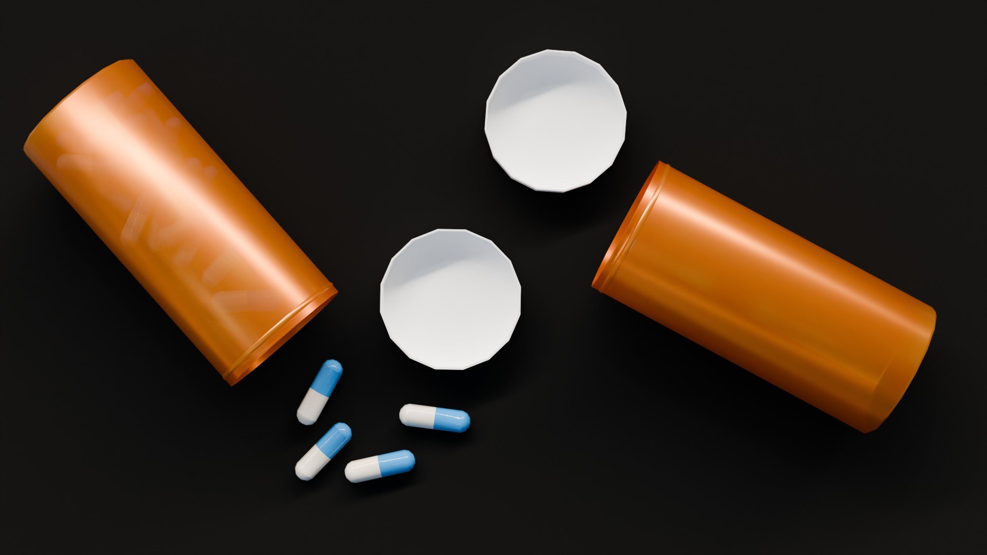 Realistic 3D Pills Container And Pill Strip Pack Game-Ready Low-poly 3D ...