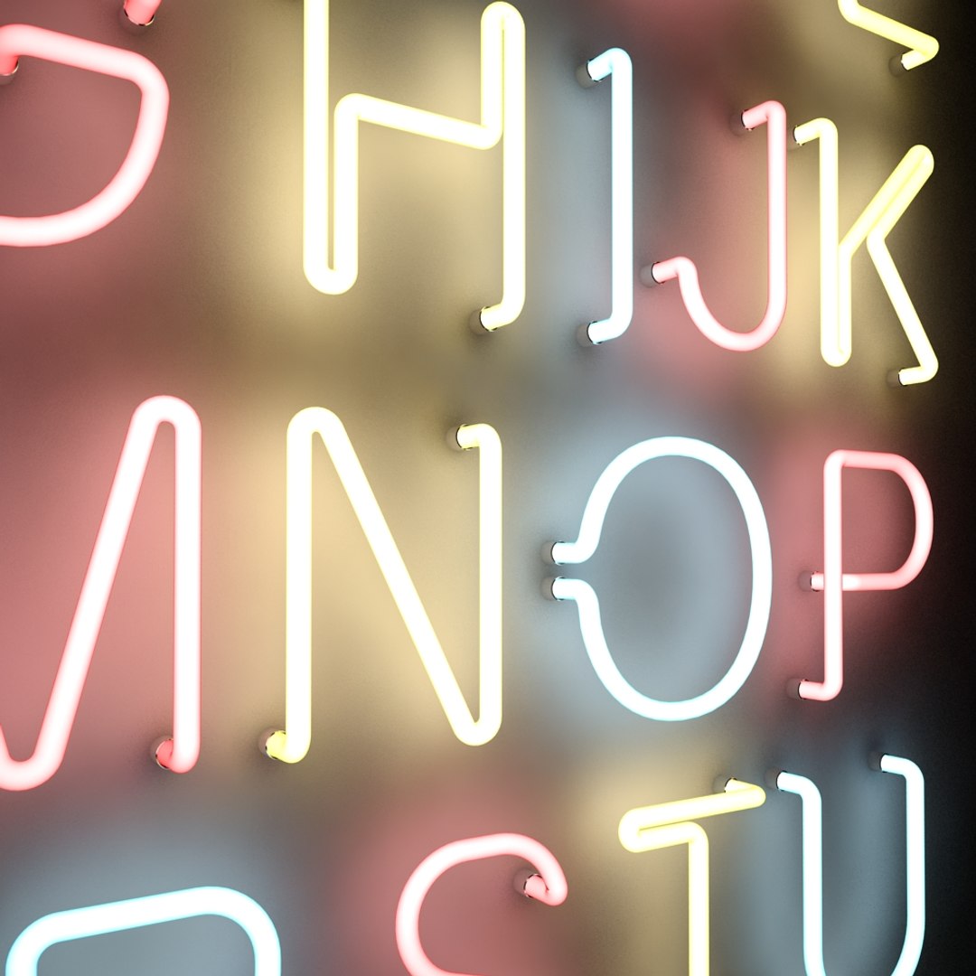 3dsmax Neon Tube Alphabet Letters