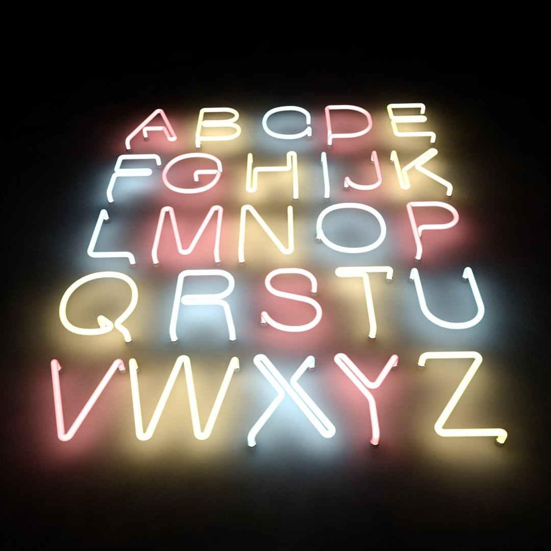 3dsmax Neon Tube Alphabet Letters