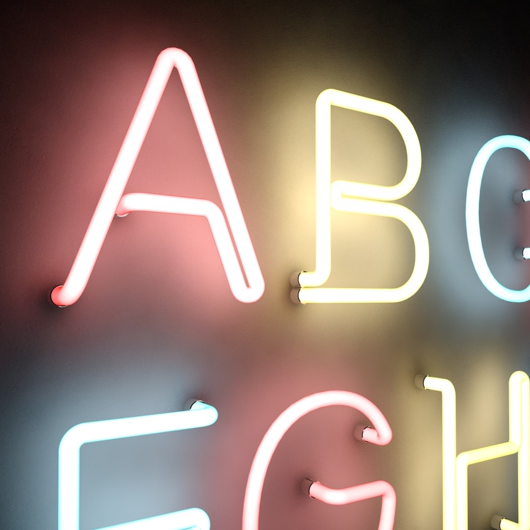 3dsmax Neon Tube Alphabet Letters