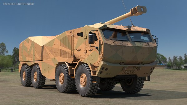 modelo 3d Obús blindado con ruedas con camuflaje desértico preparado ...