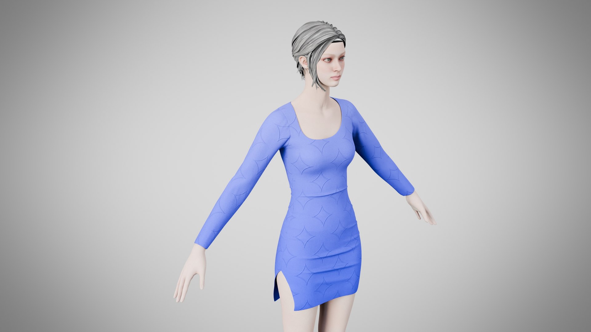 Dress 54 Very Light Blue With Design 3D Model - TurboSquid 2528383