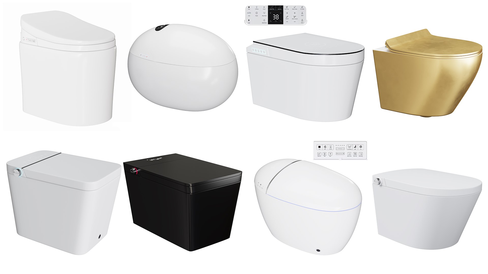 Smart Toilets Bidets Set 01 3D Model - TurboSquid 2288688