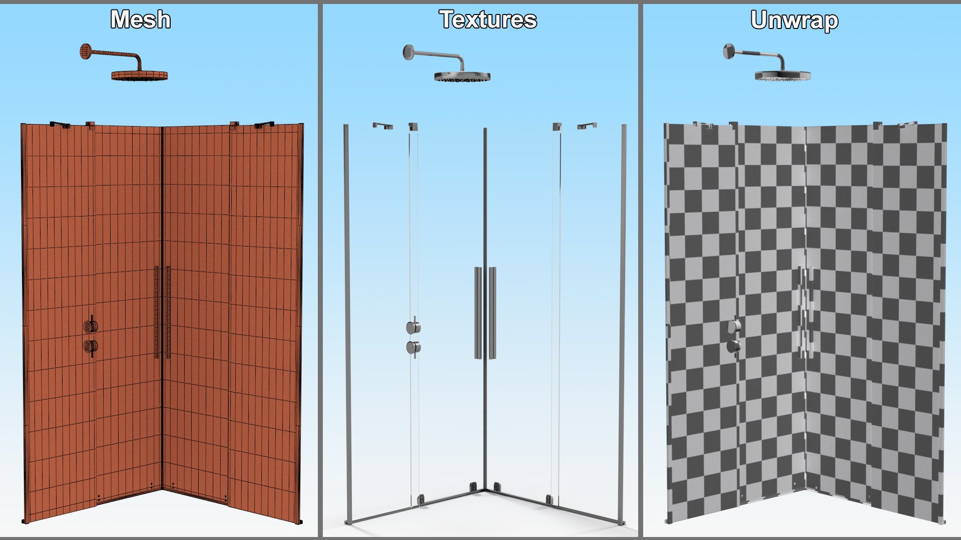 Glass Shower Enclosure Sliding Doors Silver 3D Model - TurboSquid 2062697