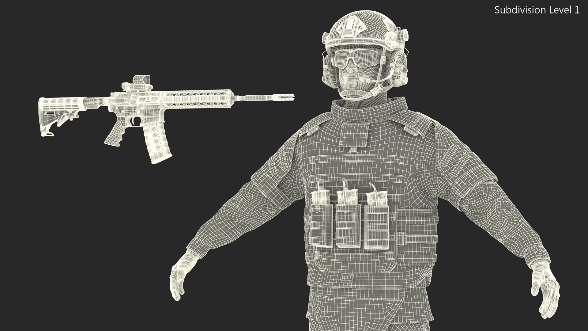 3D Soldier In Grey Tactical Gear Rigged For Maya Model - TurboSquid 2282263