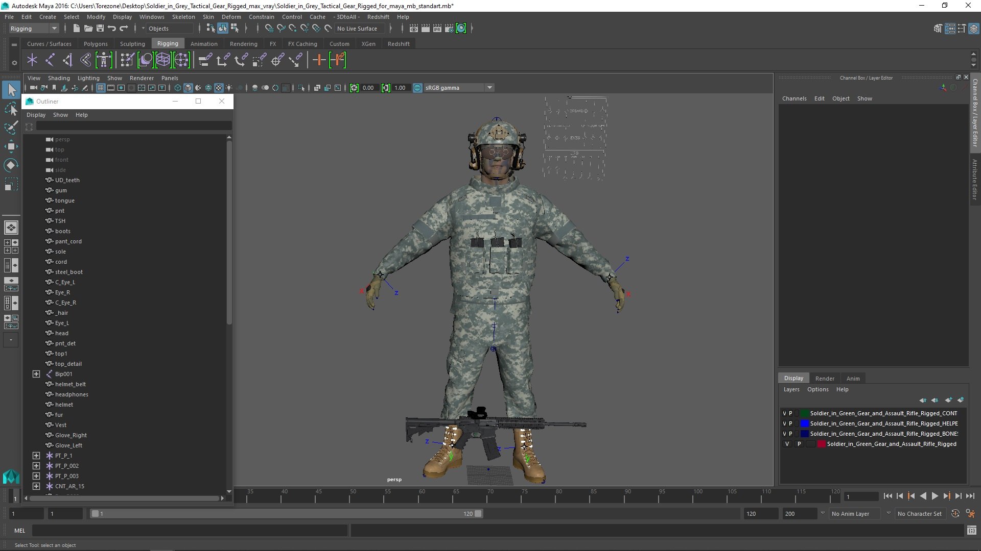 3D Soldier In Grey Tactical Gear Rigged For Maya Model - TurboSquid 2282263