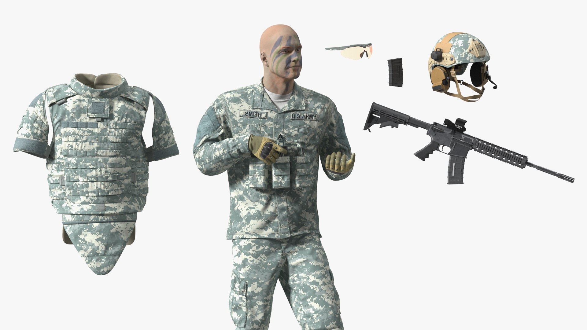 3D Soldier In Grey Tactical Gear Rigged For Maya Model - TurboSquid 2282263