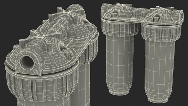 3D Double Stage Water Filter Housing Blue model - TurboSquid 1736234