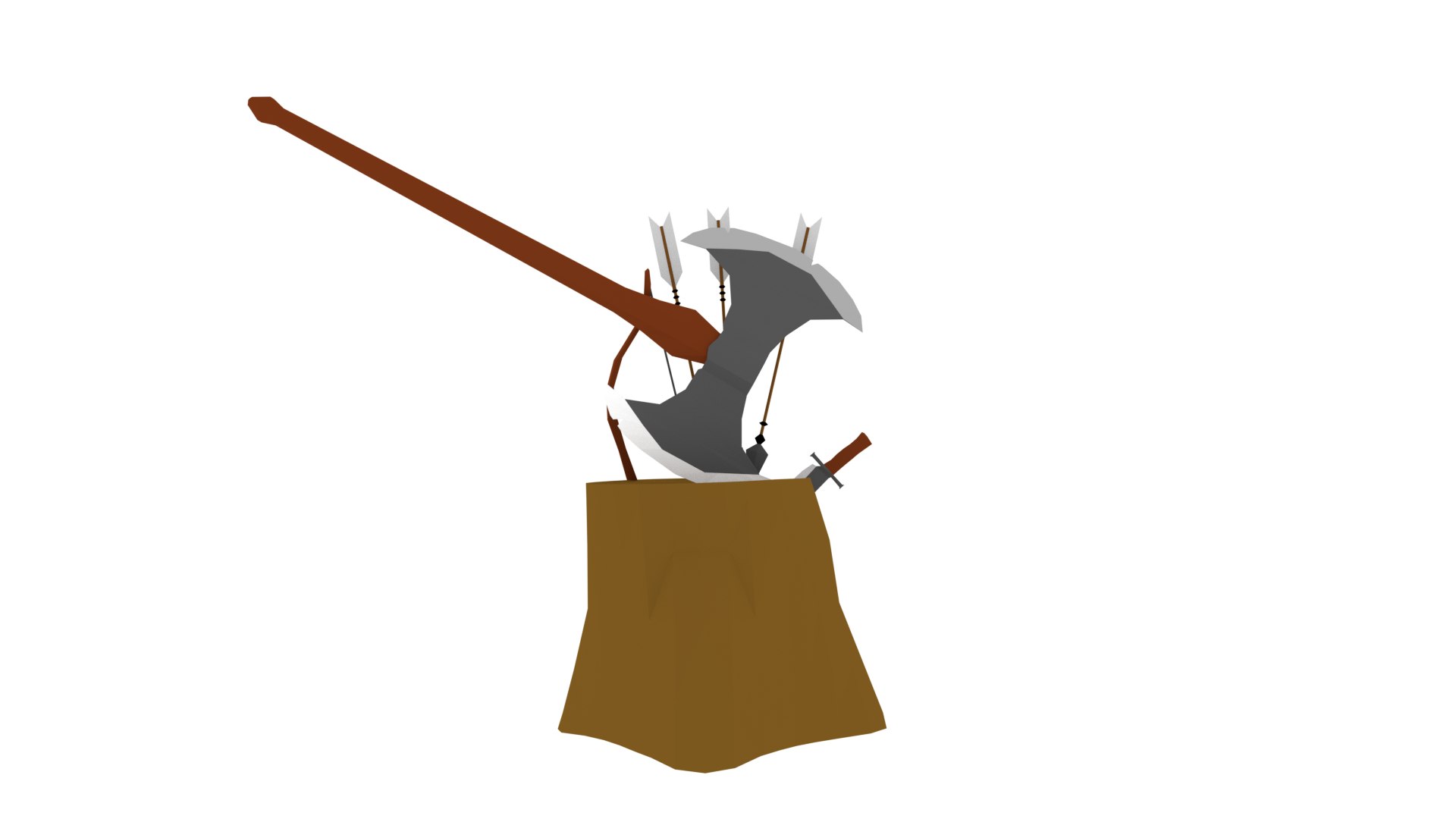 3D Model Axe Bow Knife - TurboSquid 1436644