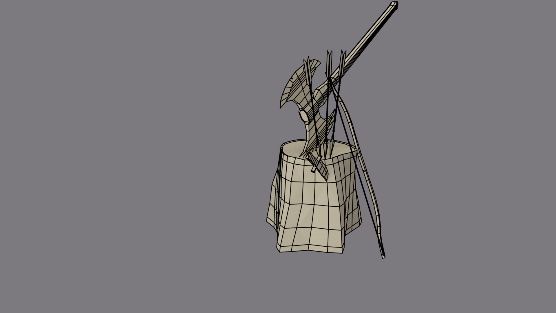 3D Model Axe Bow Knife - TurboSquid 1436644