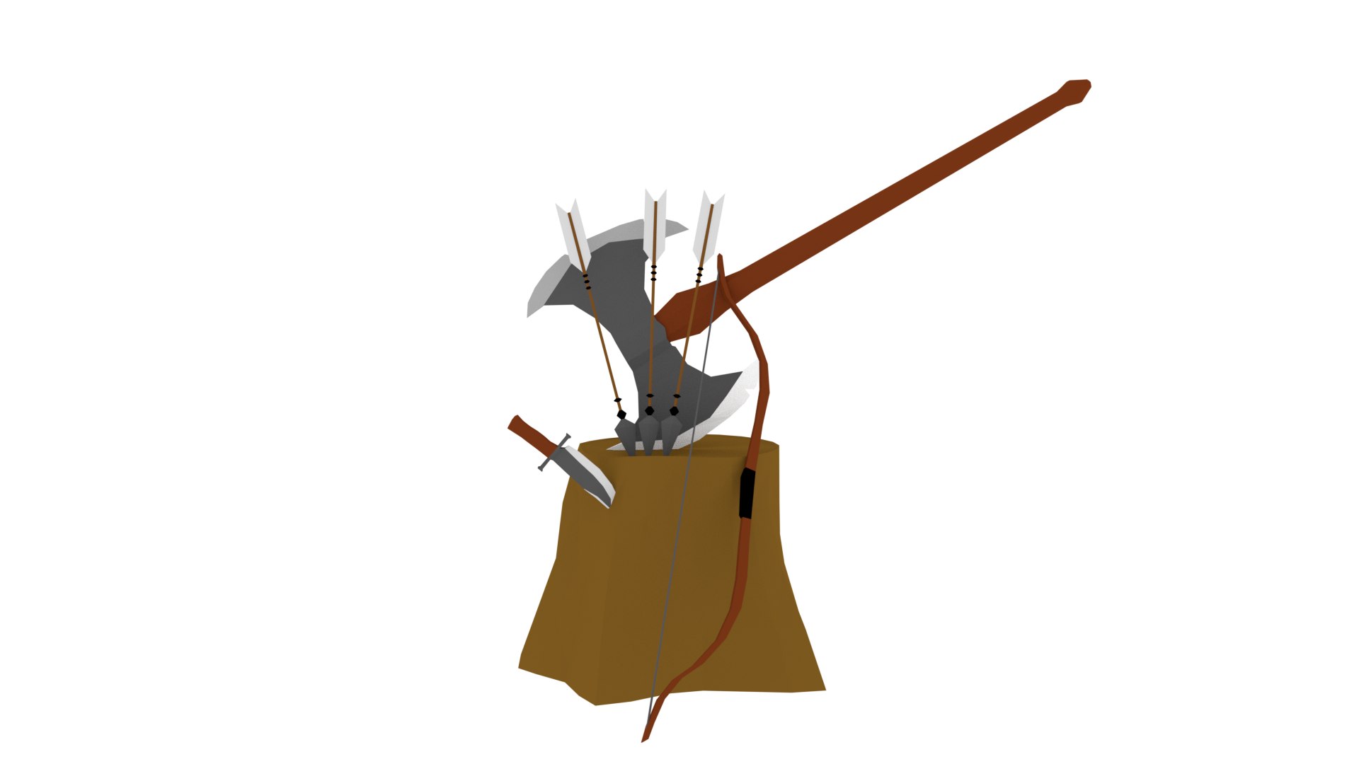 3D Model Axe Bow Knife - TurboSquid 1436644