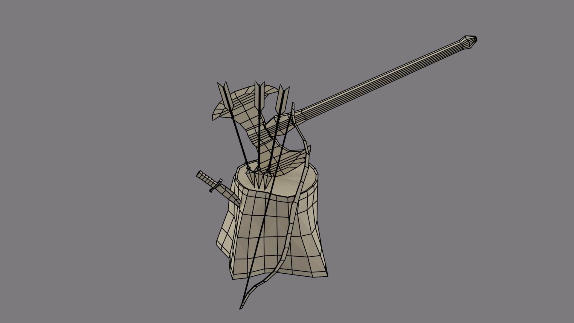 3D Model Axe Bow Knife - TurboSquid 1436644