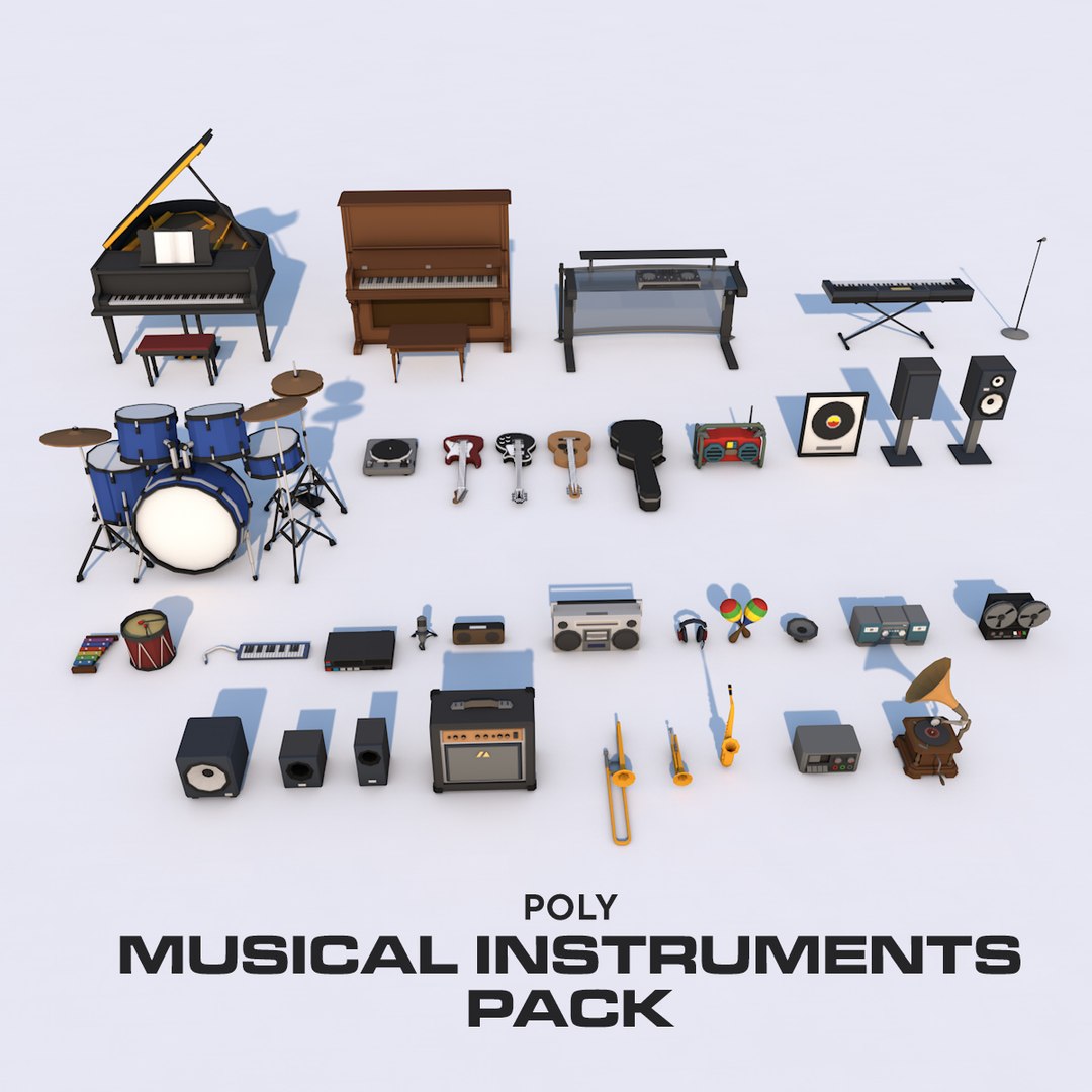 Poly Musical Insturment Props Pack Collection 3D Model - TurboSquid 2201562