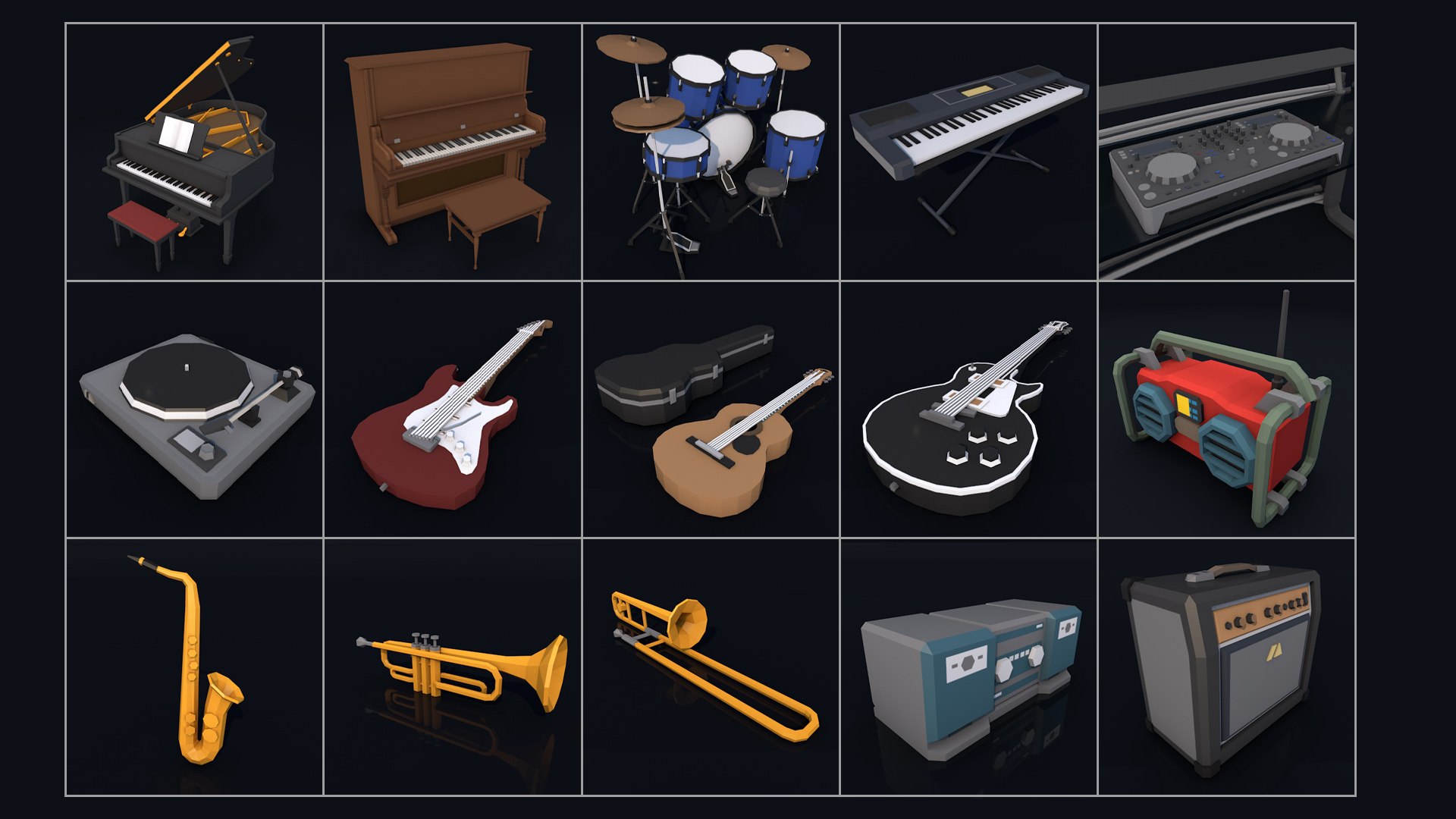 Poly Musical Insturment Props Pack Collection 3D Model - TurboSquid 2201562