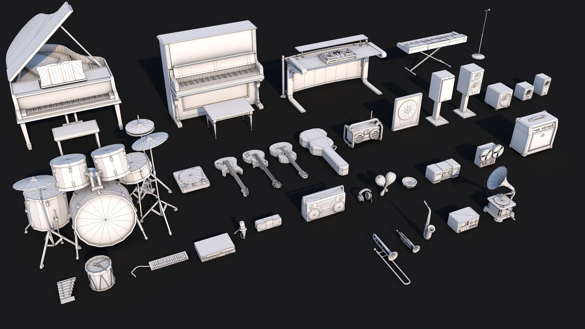 Poly Musical Insturment Props Pack Collection 3D Model - TurboSquid 2201562