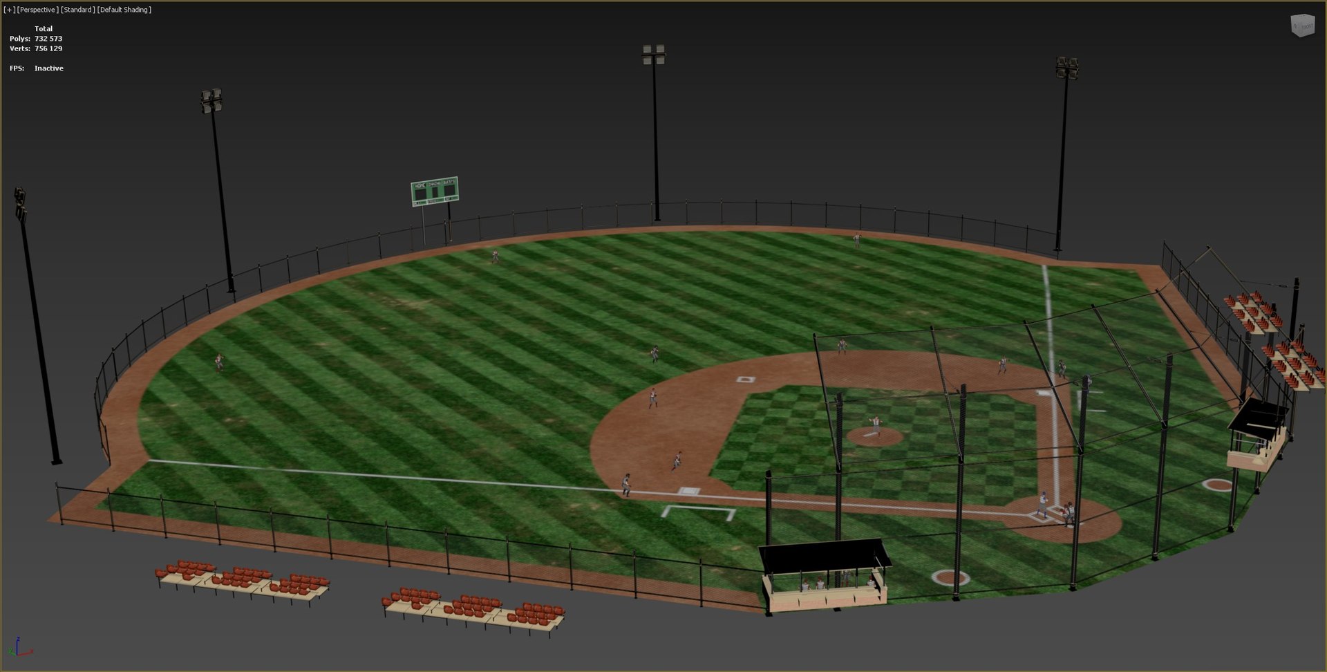 3D Baseball Field With Players - TurboSquid 2392786
