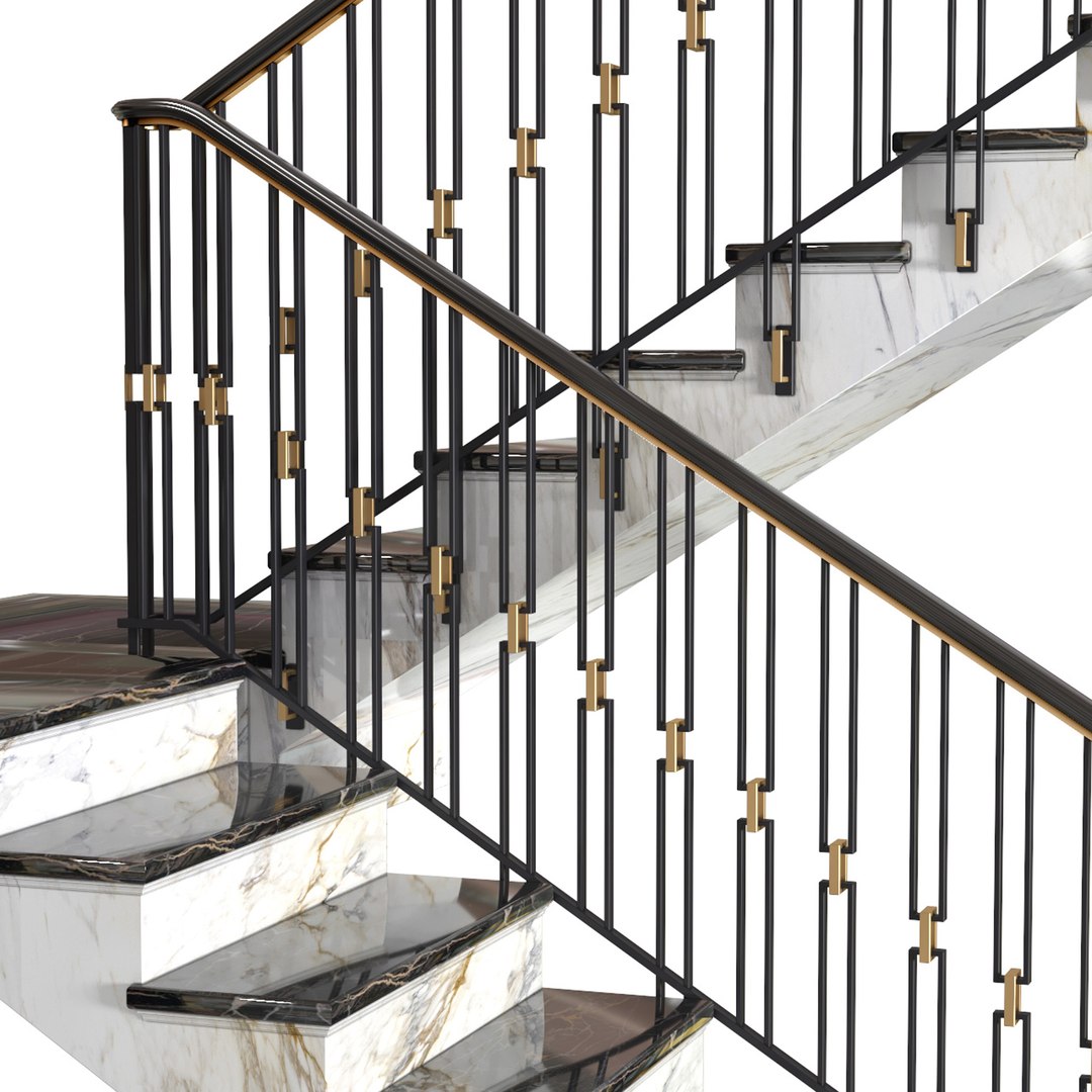 Modern Stair Staircase In Art Deco Style 3D - TurboSquid 1926040