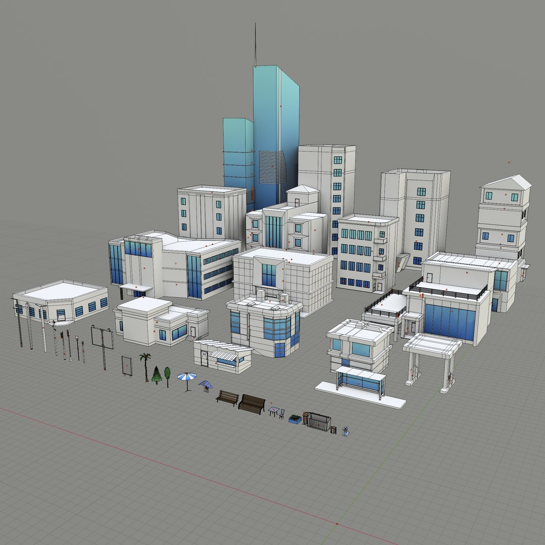 3D LOWPOLY CITY 16 BUILDING - TurboSquid 2032695