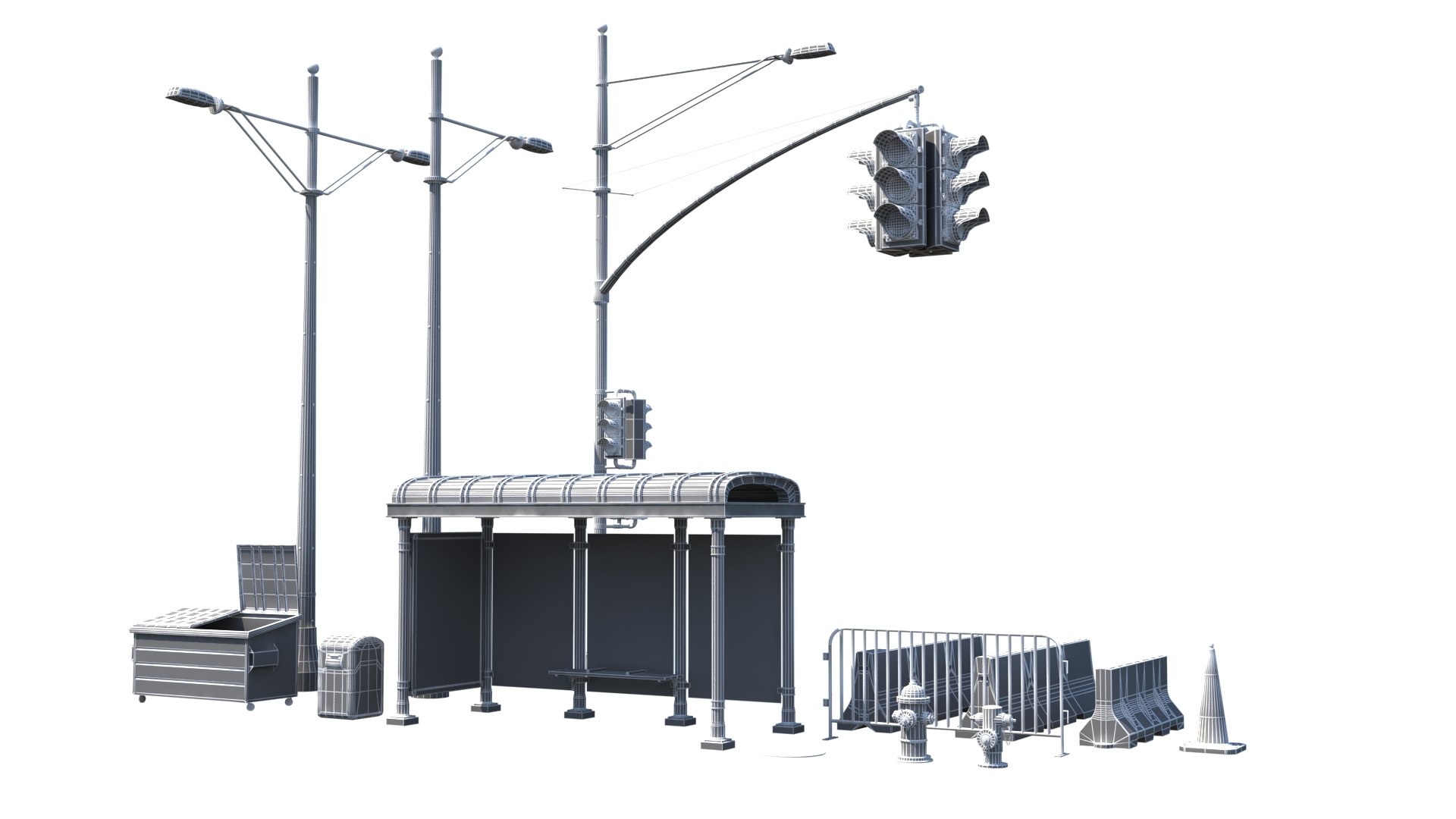 3ds Street Lamppost Manhole Dumpster