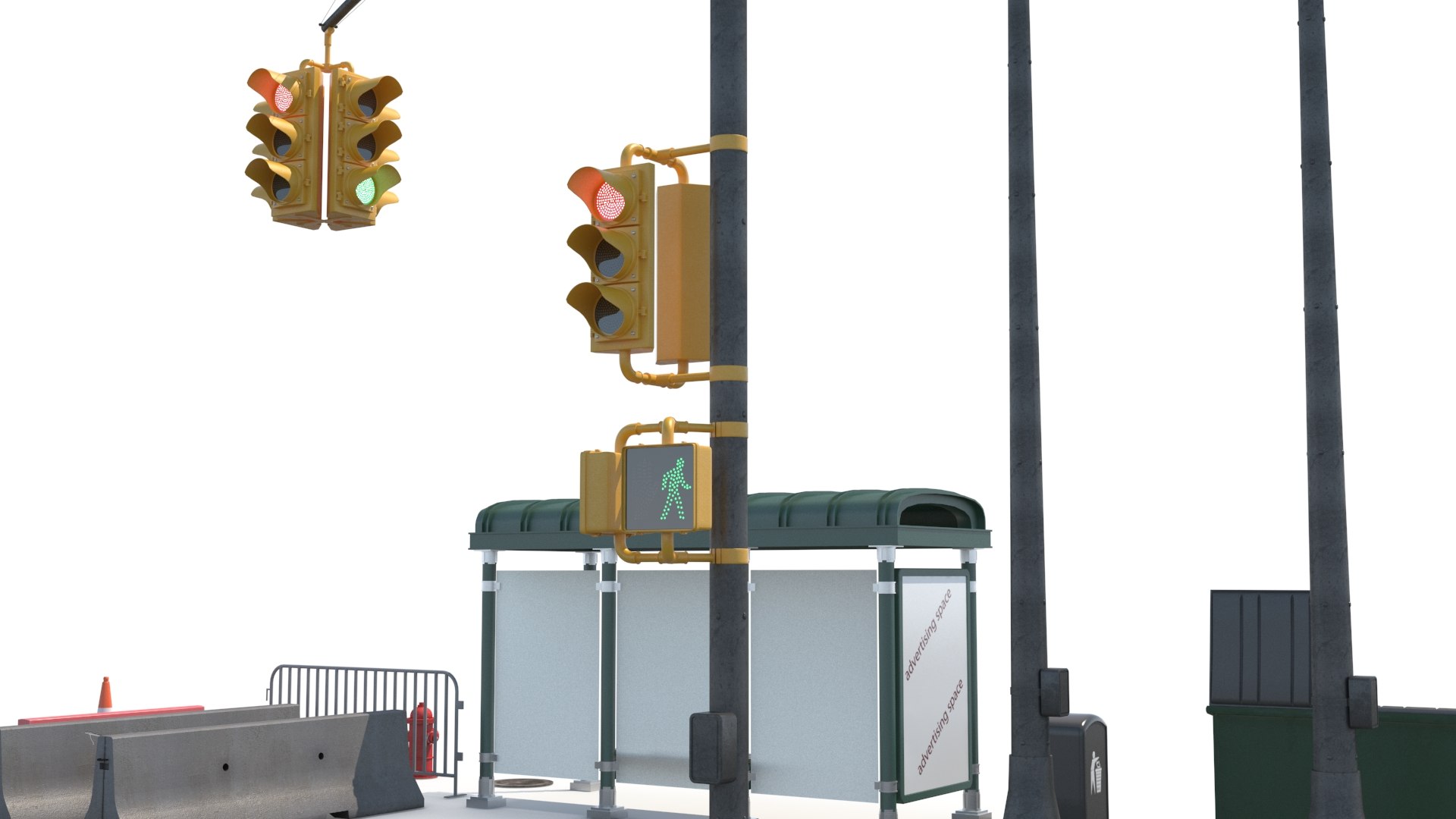 3ds Street Lamppost Manhole Dumpster