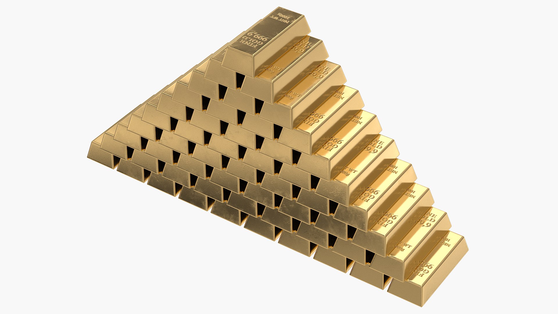 3D Gold Bar Big Piramid Stack - TurboSquid 2267316