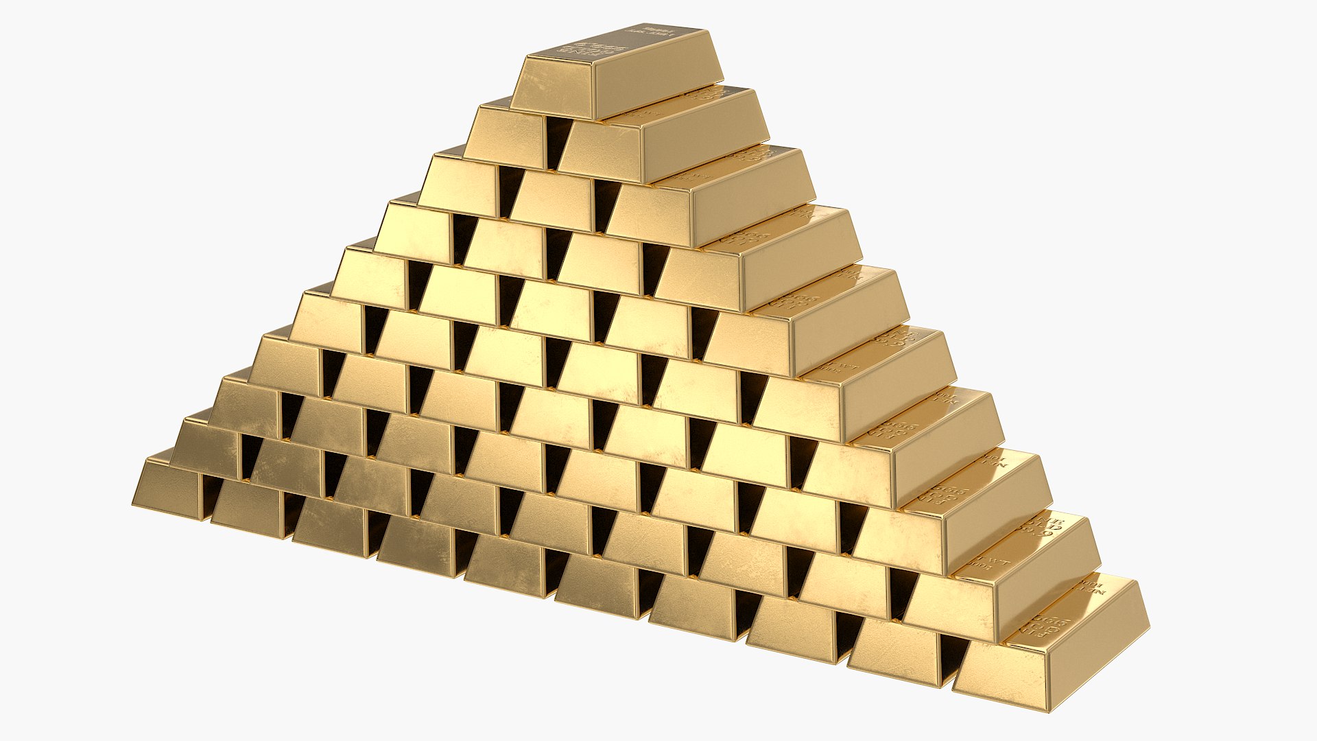 3D Gold Bar Big Piramid Stack - TurboSquid 2267316