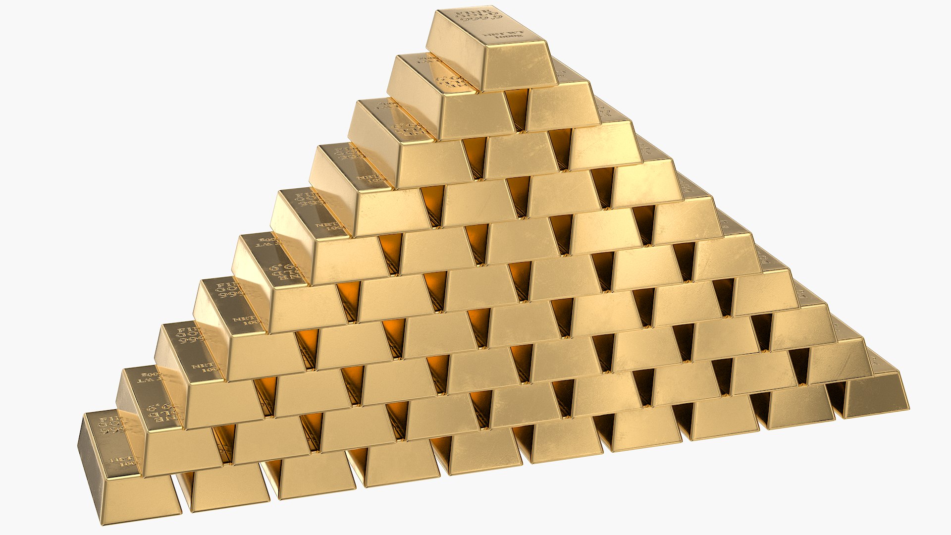 3D Gold Bar Big Piramid Stack - TurboSquid 2267316