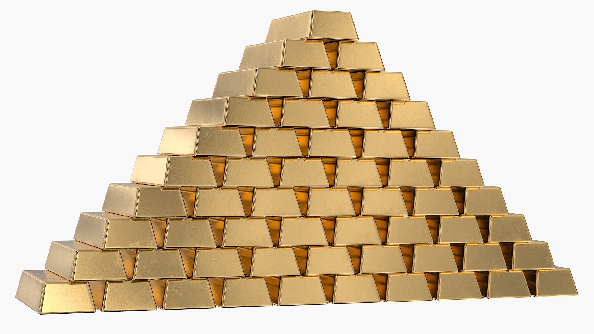 3D Gold Bar Big Piramid Stack - TurboSquid 2267316