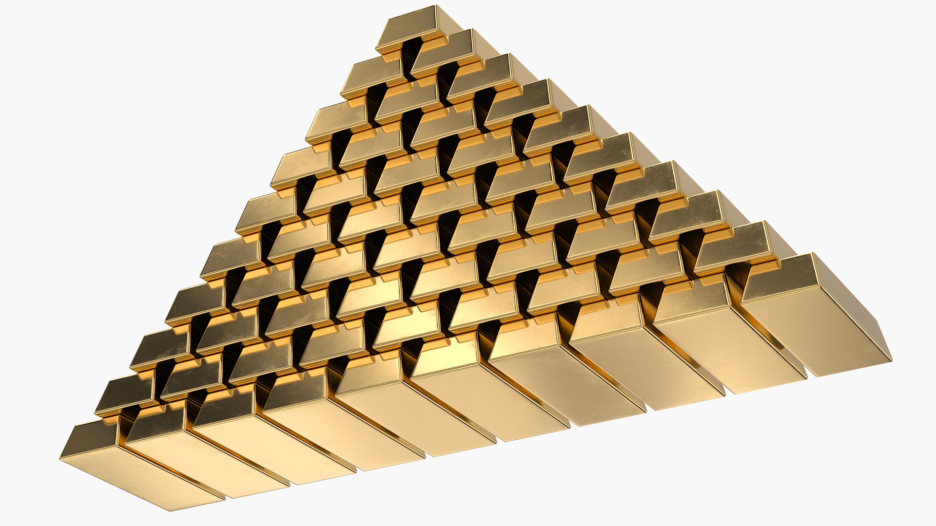 3D Gold Bar Big Piramid Stack - TurboSquid 2267316
