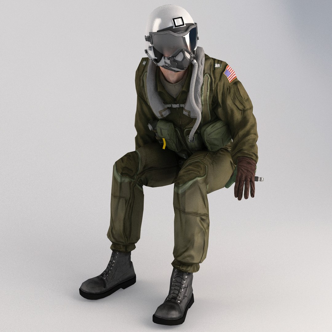 3d military pilot v4 rigged