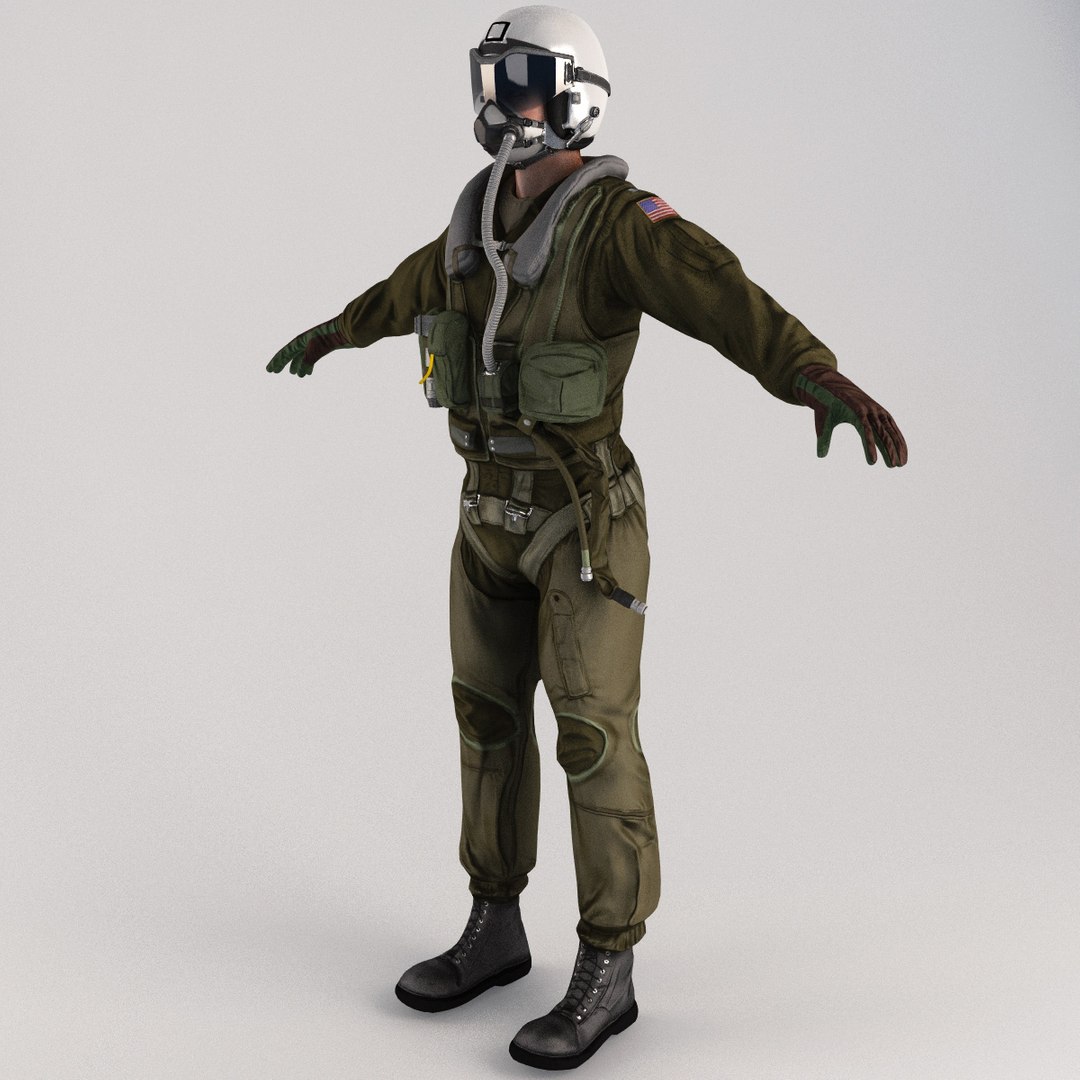3d military pilot v4 rigged