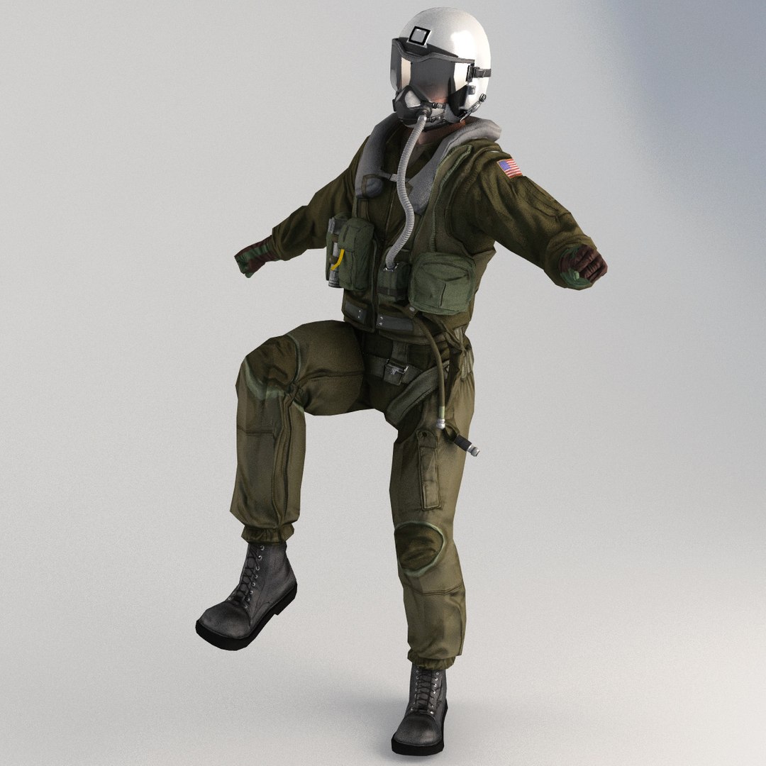 3d military pilot v4 rigged