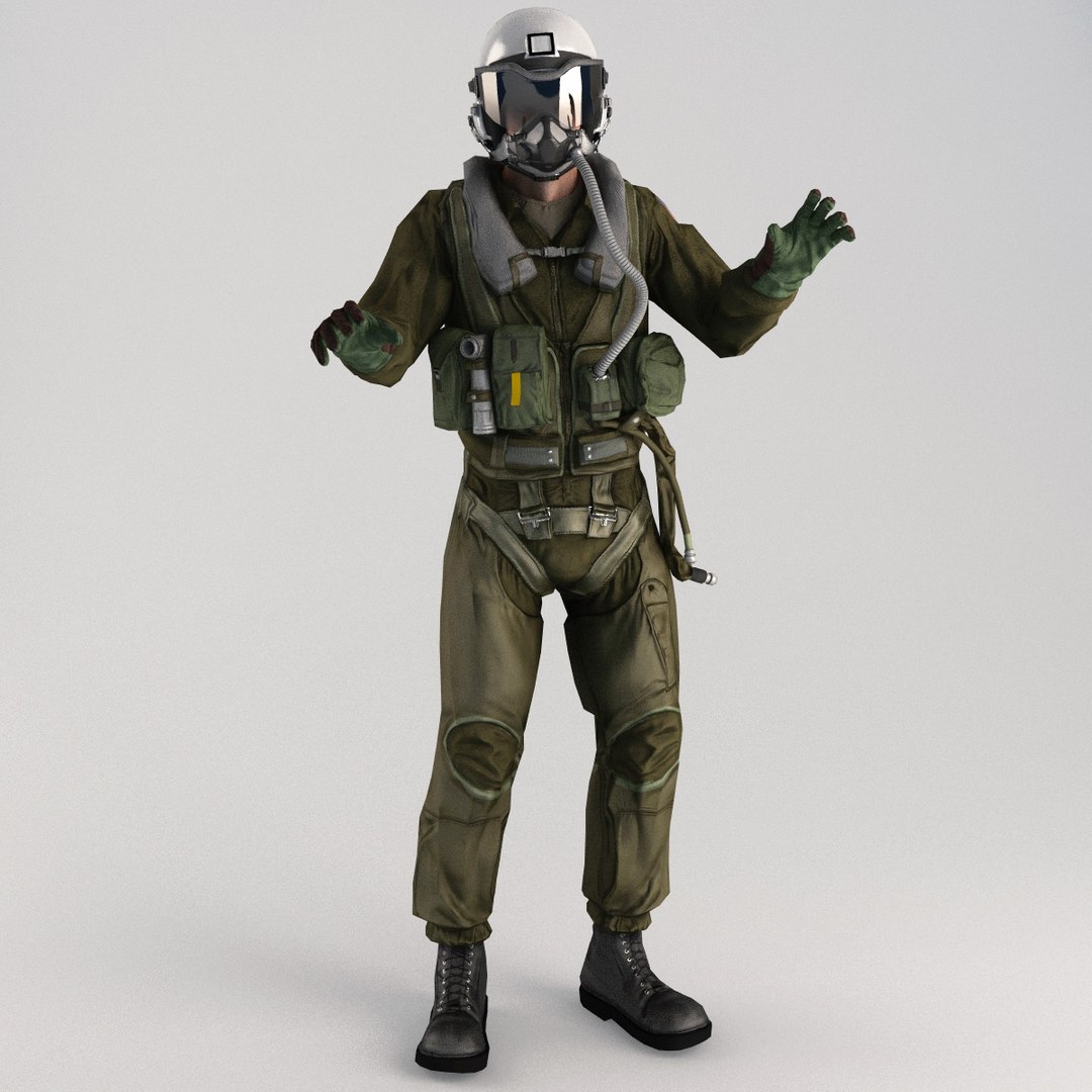 3d military pilot v4 rigged