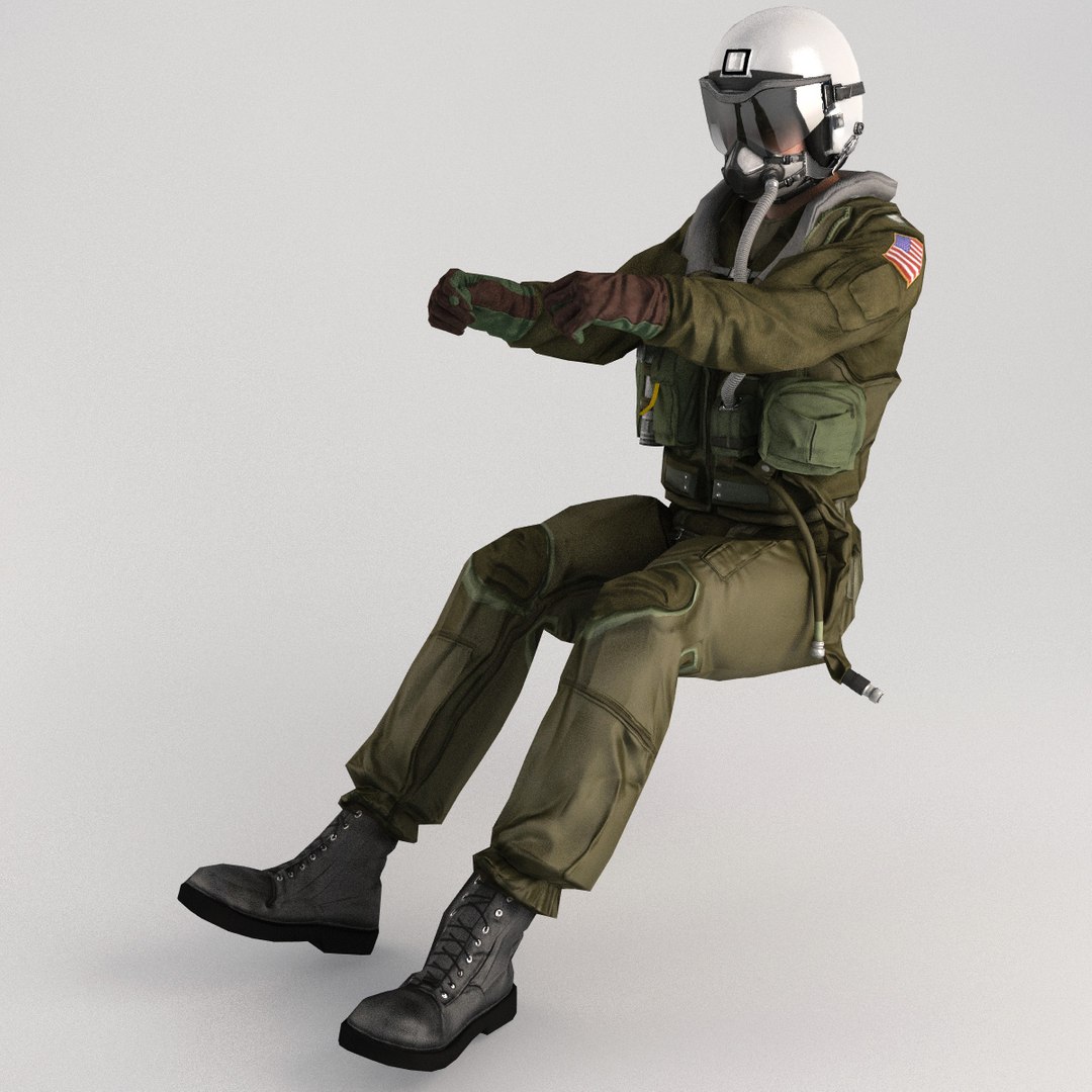 3d military pilot v4 rigged