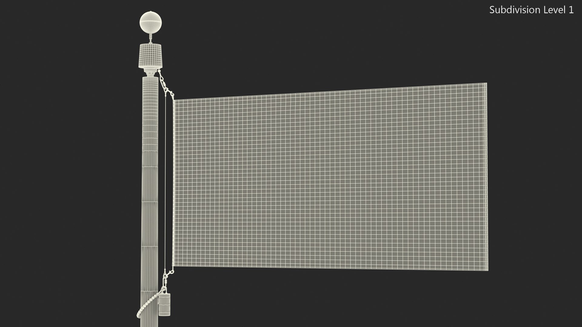 3D Flagpole Dark Bronze With White Flag Model - TurboSquid 1902511