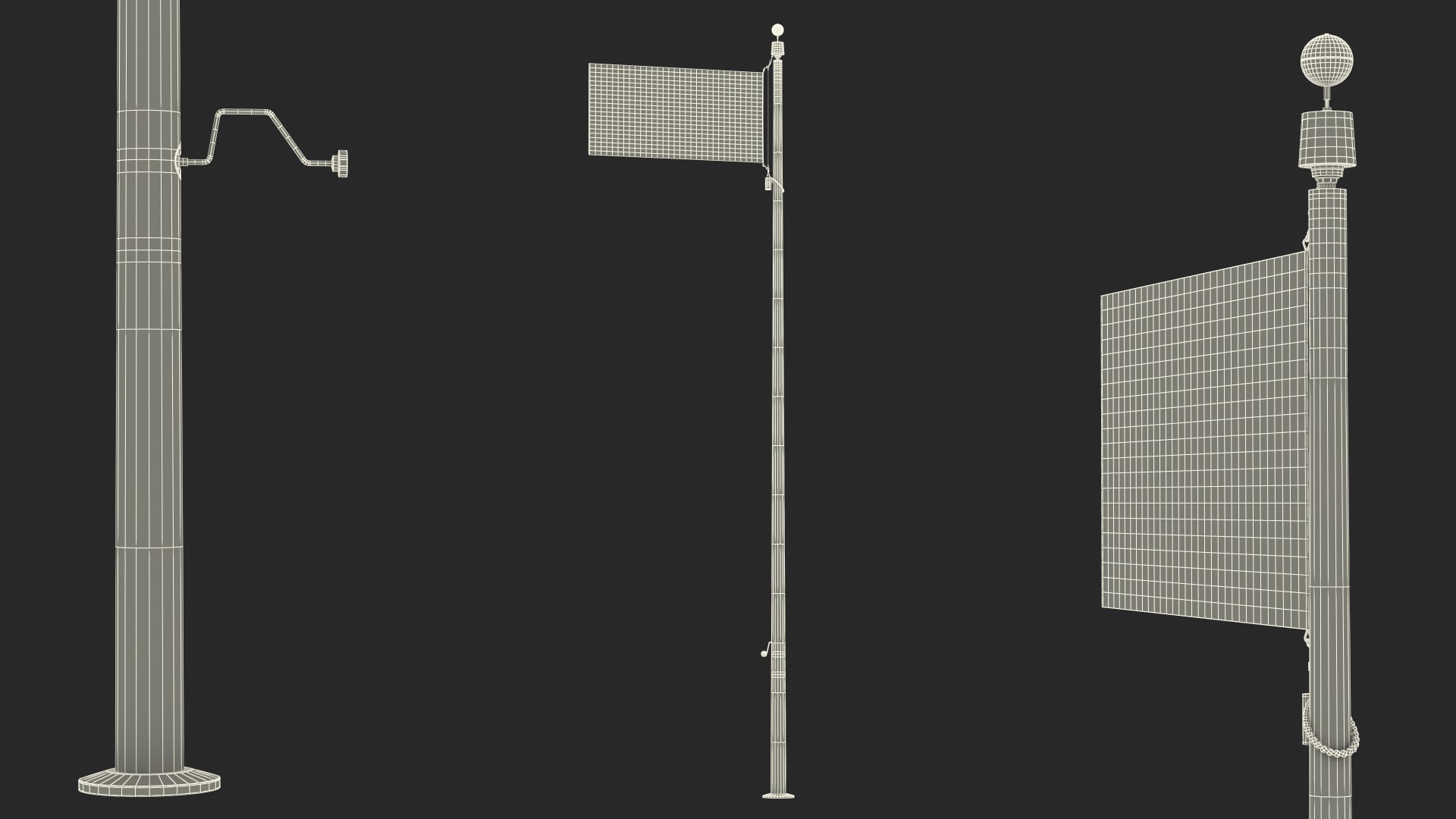 3D Flagpole Dark Bronze With White Flag Model - TurboSquid 1902511