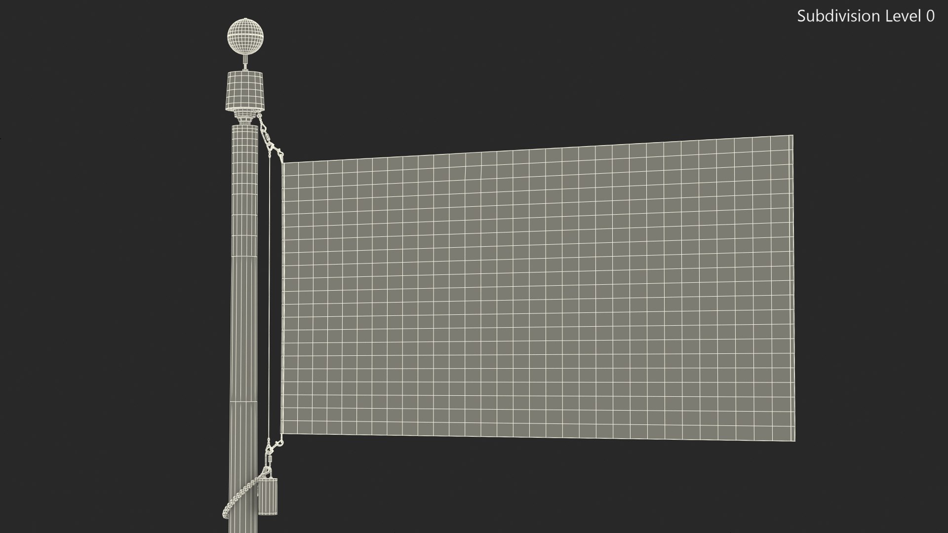 3D Flagpole Dark Bronze With White Flag Model - TurboSquid 1902511