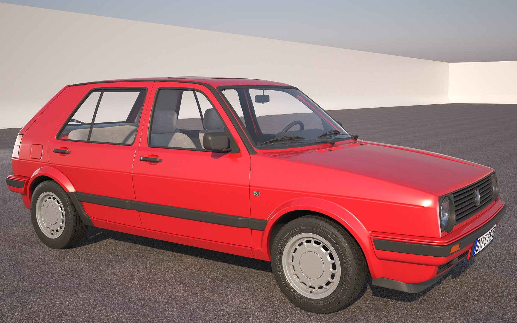 3D Volkswagen Golf 2 in Classic Red Paint model - TurboSquid 2173819