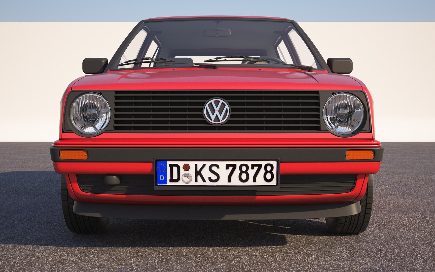 3D Volkswagen Golf 2 in Classic Red Paint model - TurboSquid 2173819
