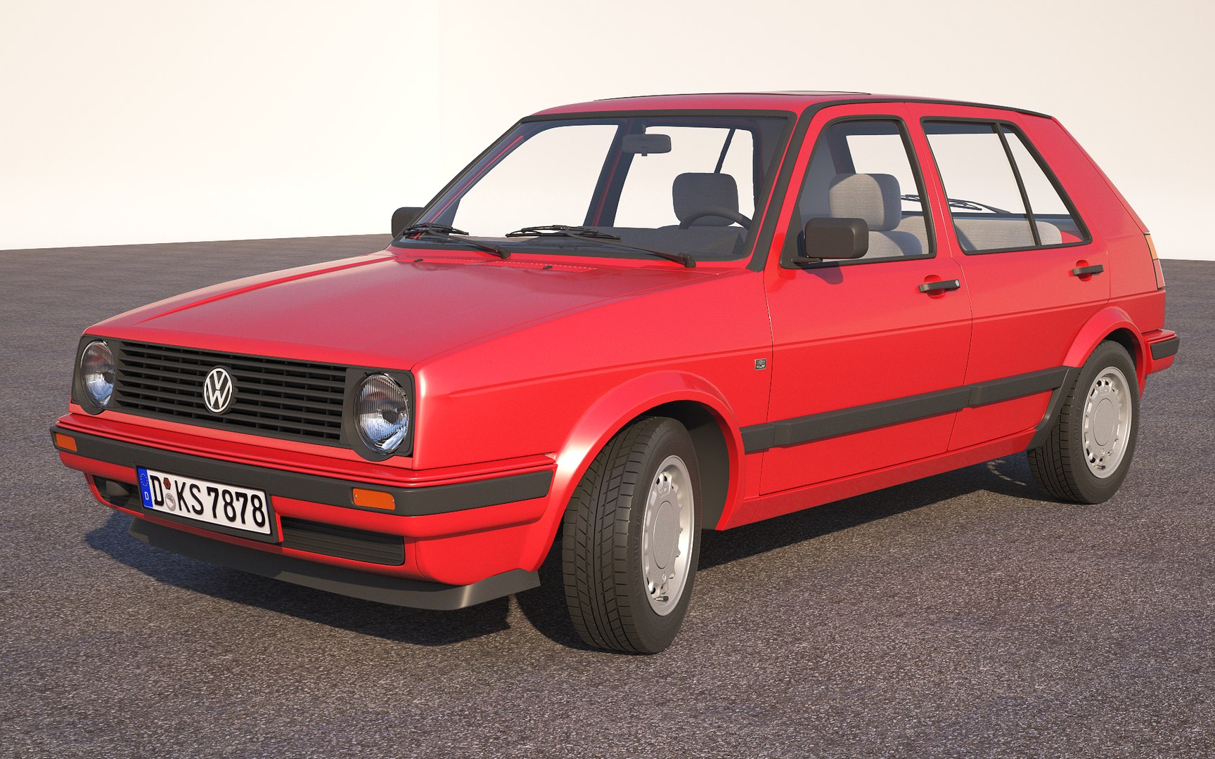 3D Volkswagen Golf 2 in Classic Red Paint model - TurboSquid 2173819