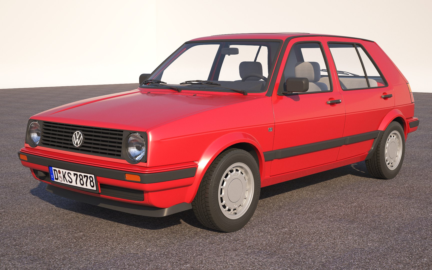 3D Volkswagen Golf 2 in Classic Red Paint model - TurboSquid 2173819