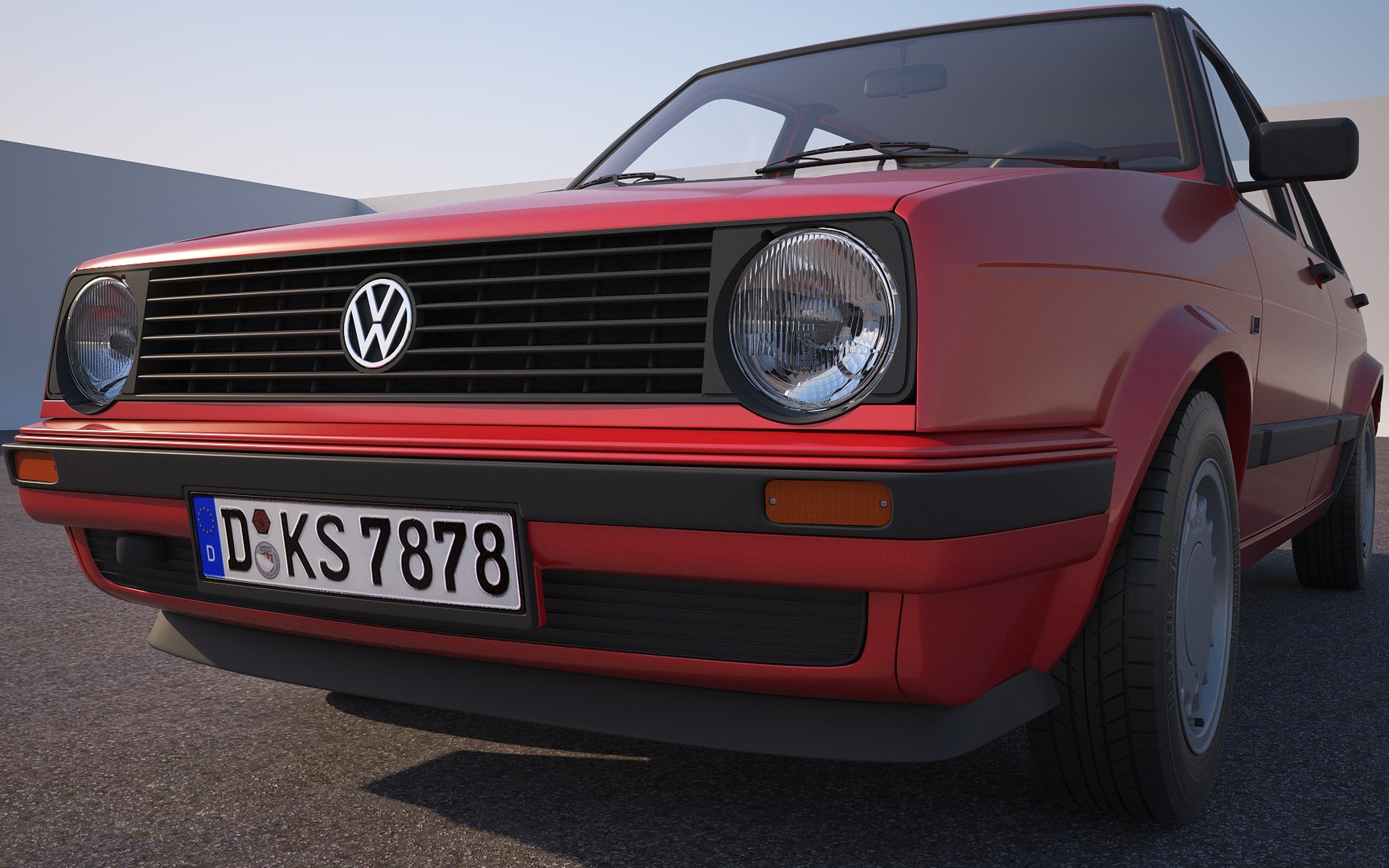 3D Volkswagen Golf 2 in Classic Red Paint model - TurboSquid 2173819