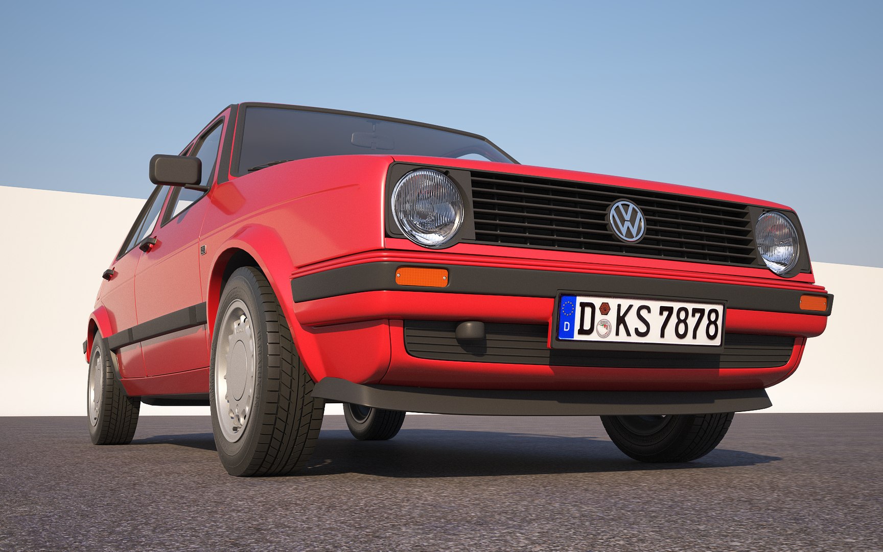 3D Volkswagen Golf 2 in Classic Red Paint model - TurboSquid 2173819