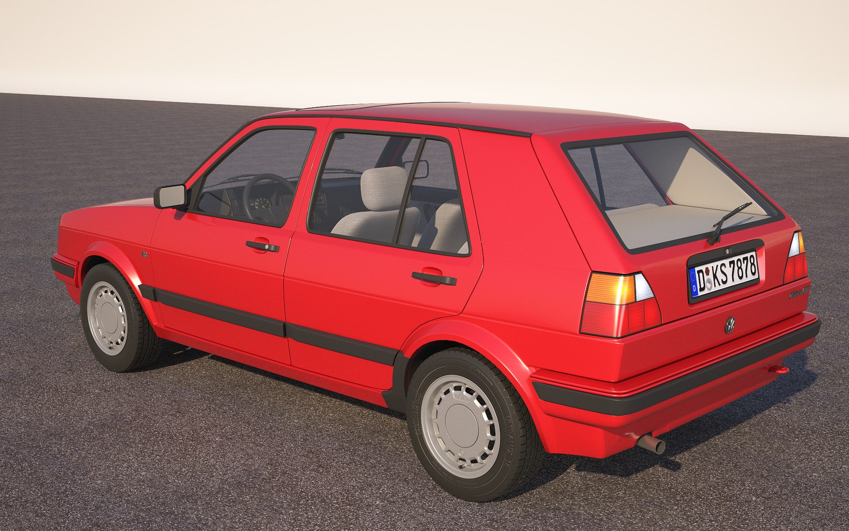 3D Volkswagen Golf 2 in Classic Red Paint model - TurboSquid 2173819