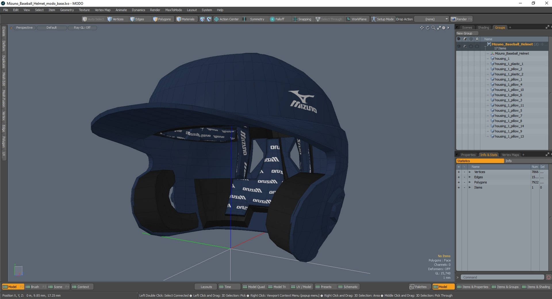 Mizuno Baseball Helmet 3D Model - TurboSquid 2205380