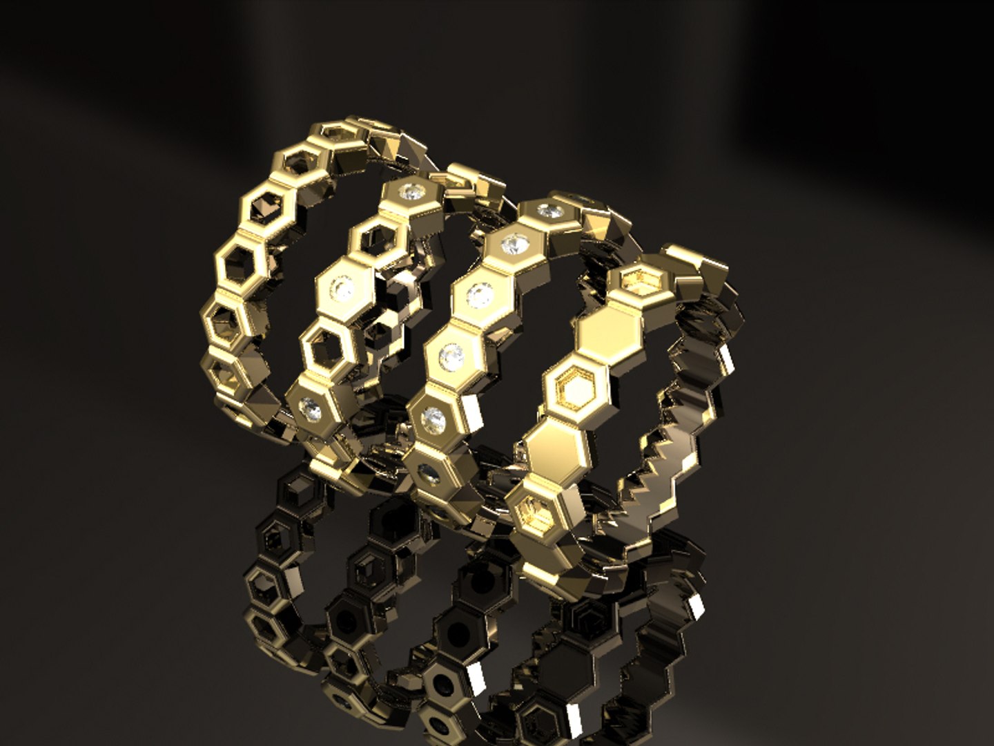 Hexagon Stackable Ring Set 3D Model - TurboSquid 1593808