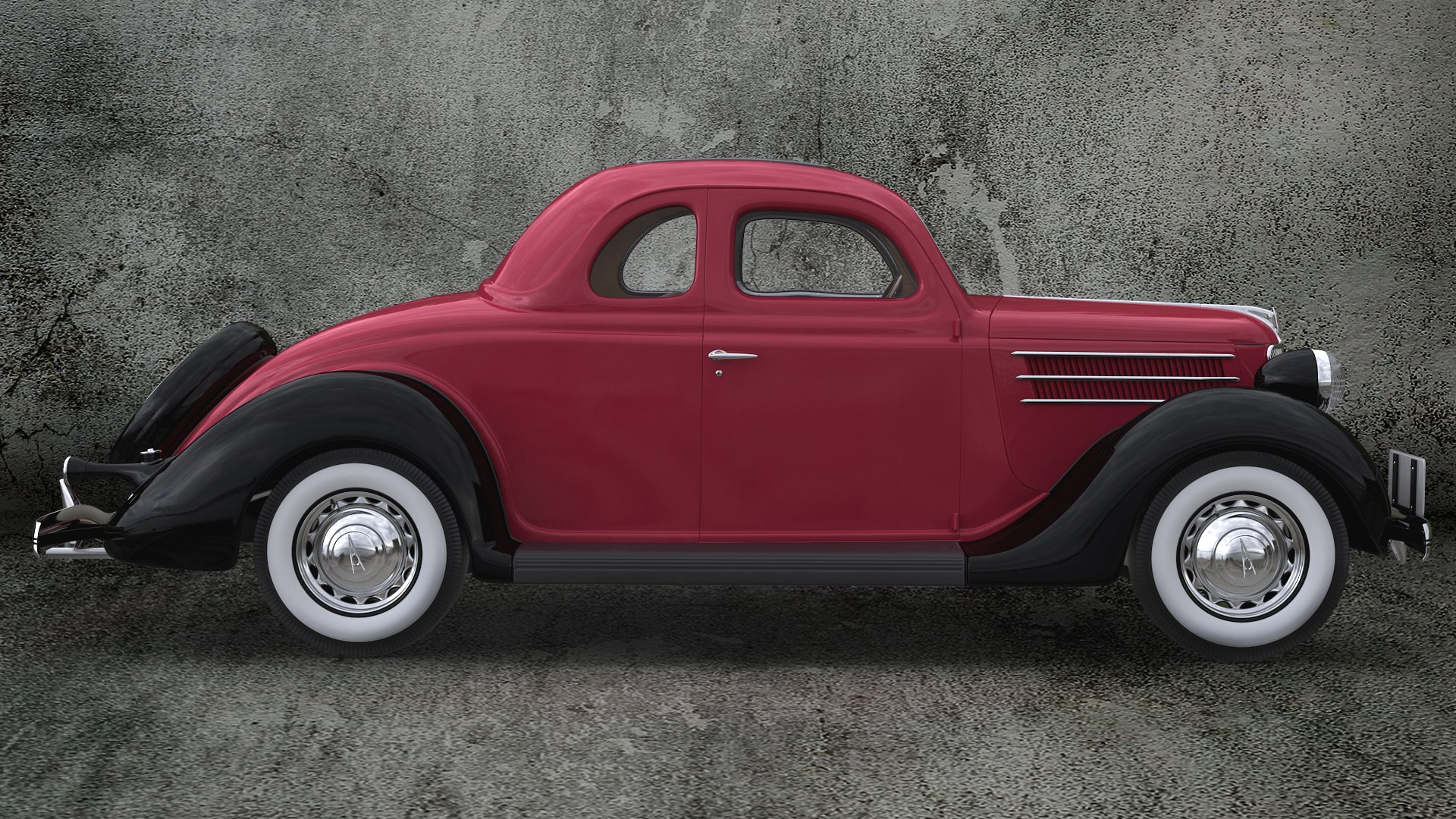 3D model 1936 Ford V8 Coupe Red Rigged - TurboSquid 1925893